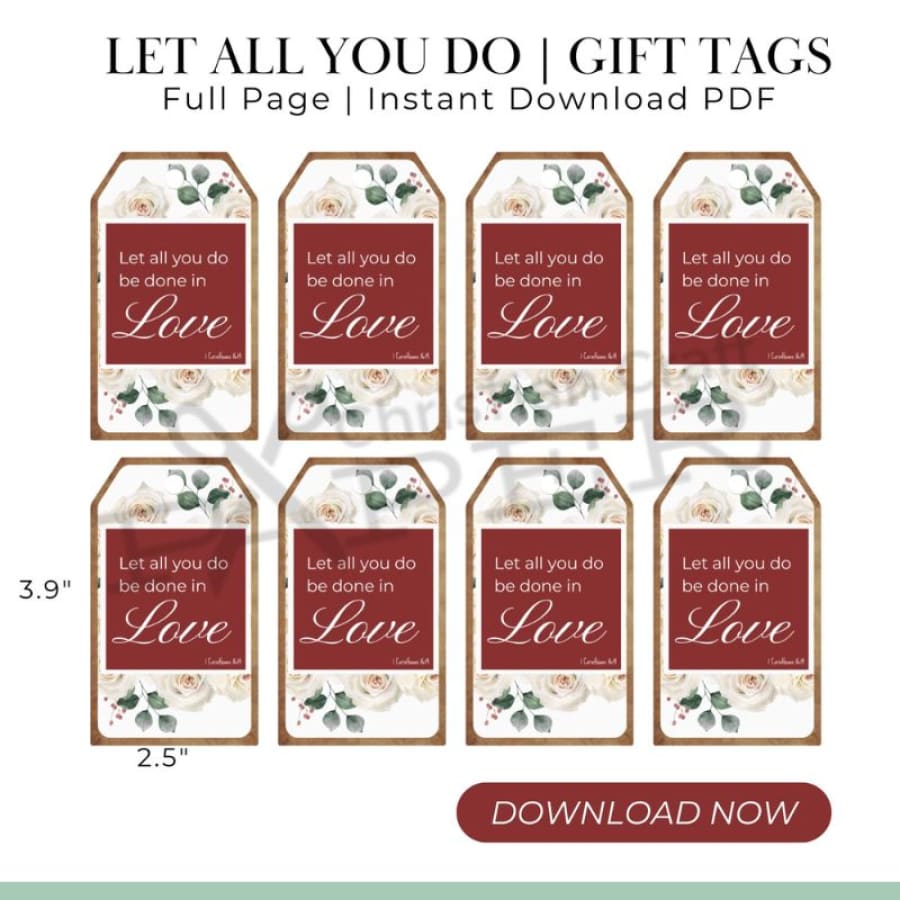 Let All You Do, 1 Cor 16:14 Printable Gift Tag